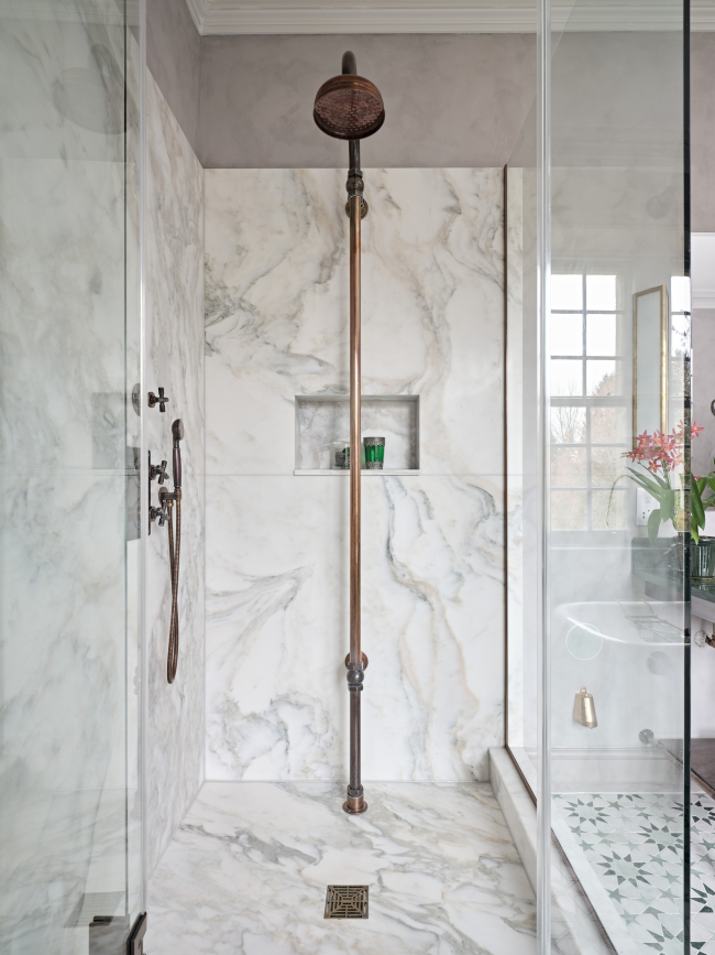 The Grand Floor Standing Shower Pipe - Drummonds Bathrooms