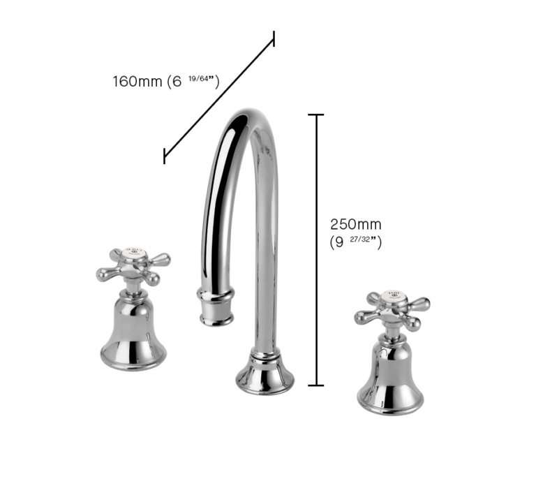 The Mull 3 Hole Basin Mixer with Swan Neck Spout - Drummonds Bathrooms