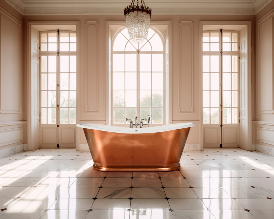 The Wye Copper Clad Cast Iron Bateau Bath - Drummonds Bathrooms